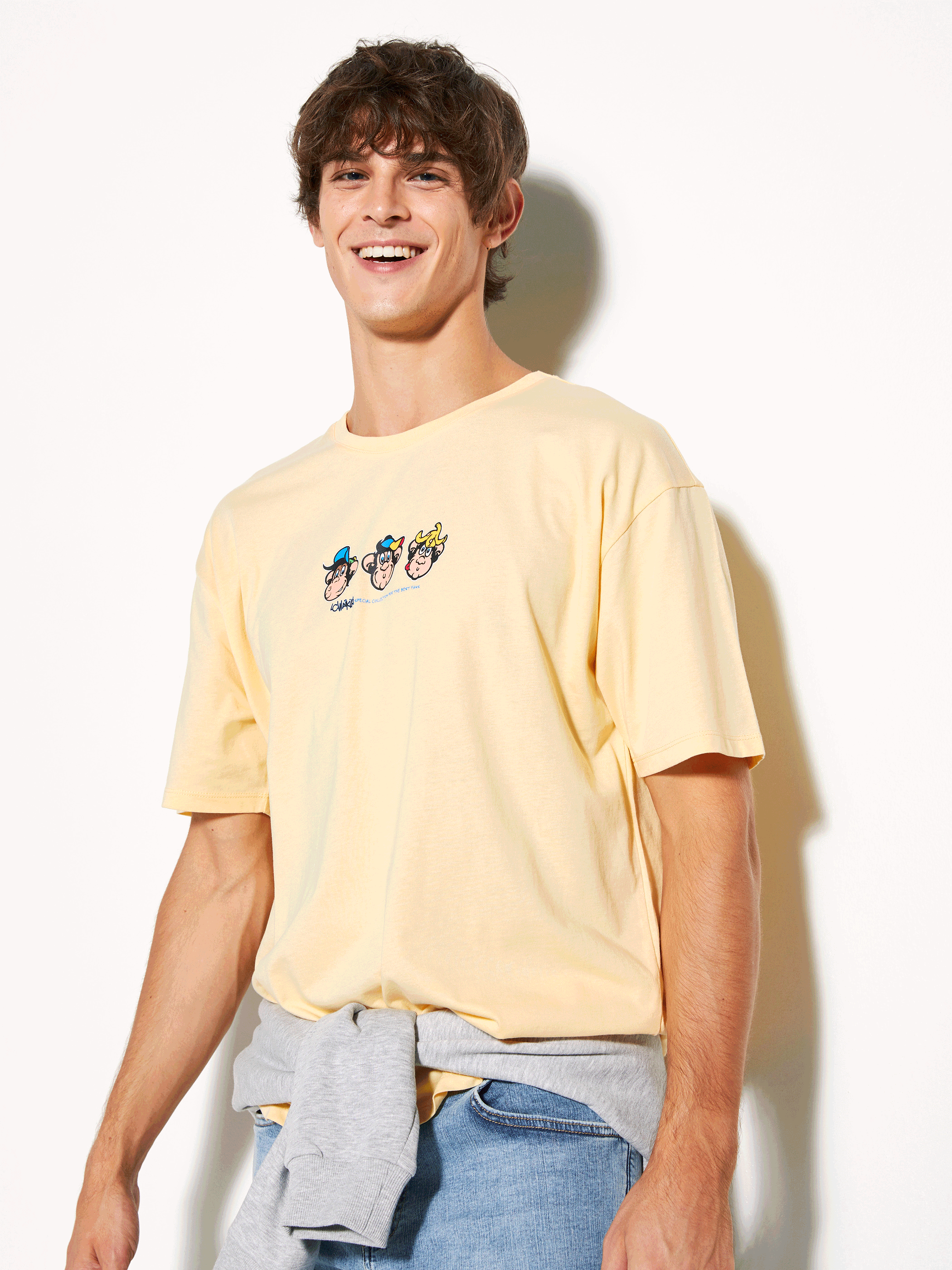 LCW CASUAL Bisiklet Yaka Kısa Kollu Nostaljik Maymun Baskılı Penye Unisex Tişört