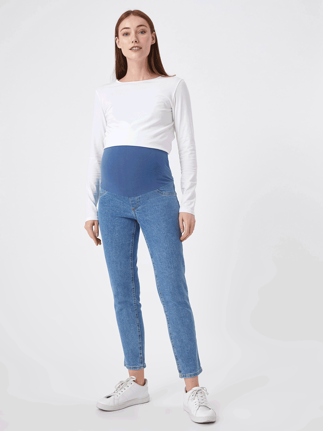 Karın Panelli Straight Fit Cep Detaylı Hamile Rodeo Jean Pantolon