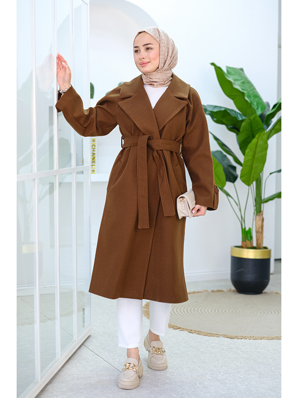 Locco Moda Bel Bağlamalı Kaban Kahverengi - S000299771-19413 | LCW
