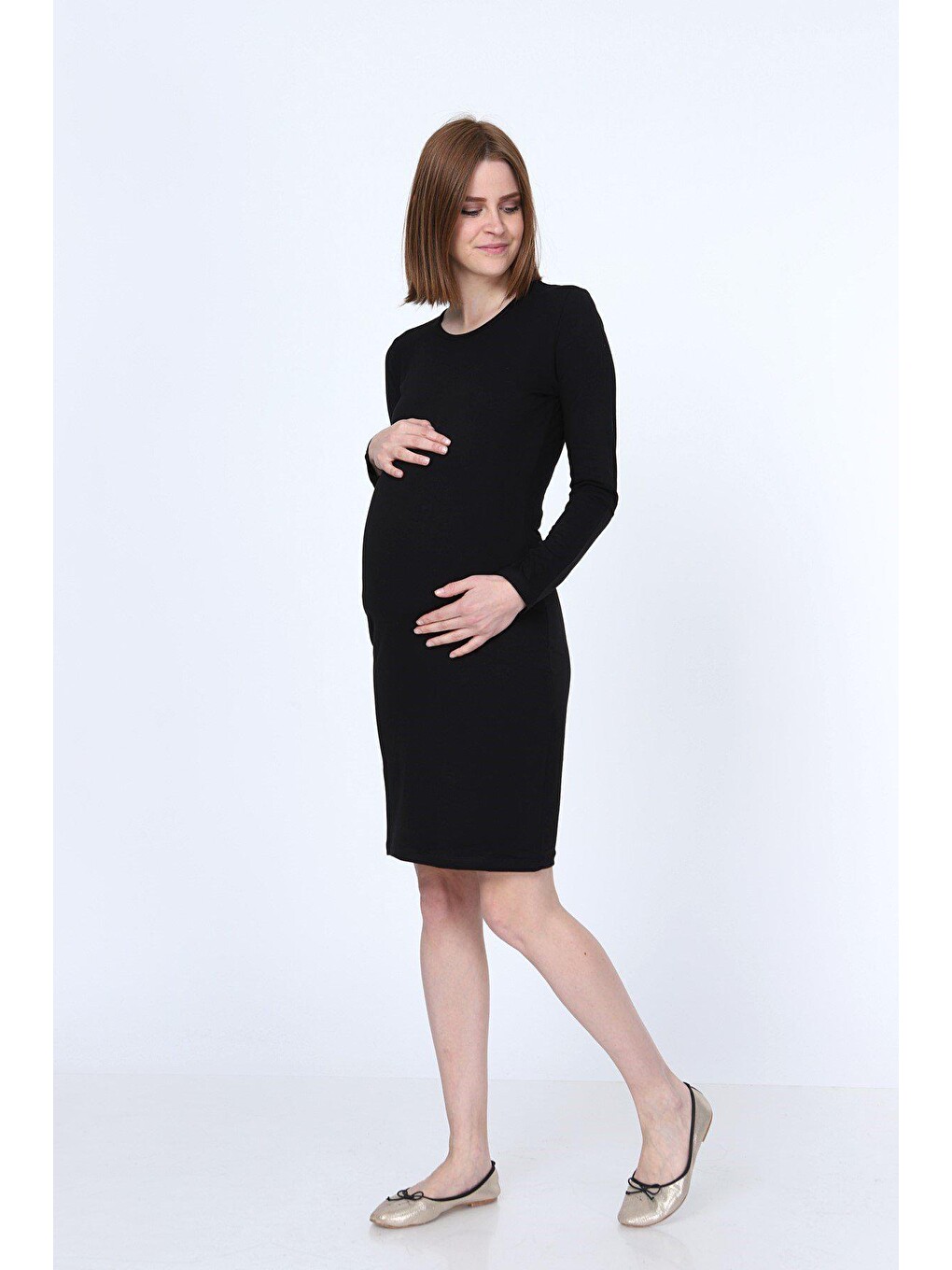 Luvmabelly Siyah Uzun Kollu Kadın Hamile Elbise - S000161391-19351 | LCW