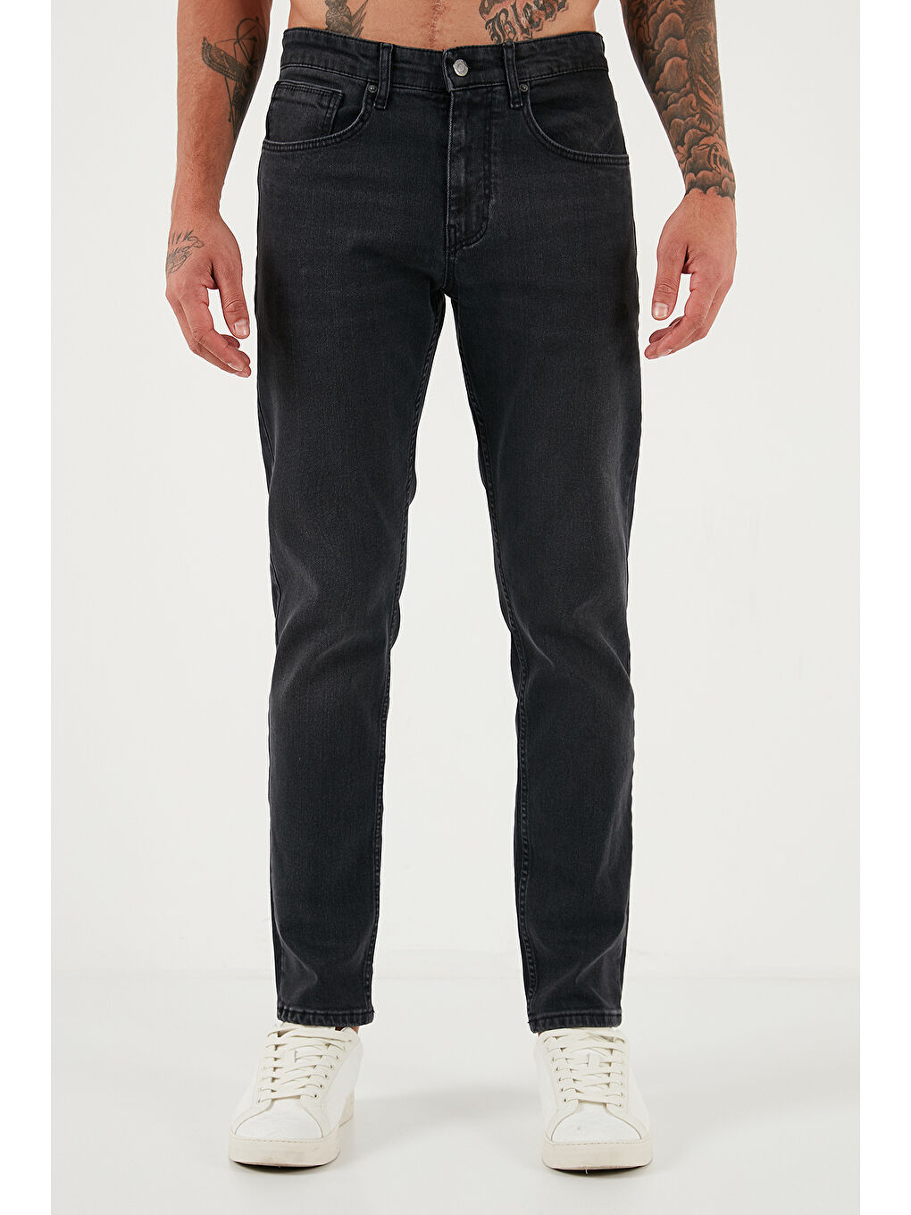 Buratti Gri Streç Pamuklu Comfort Fit Yüksek Bel Boru Paça Jeans ...