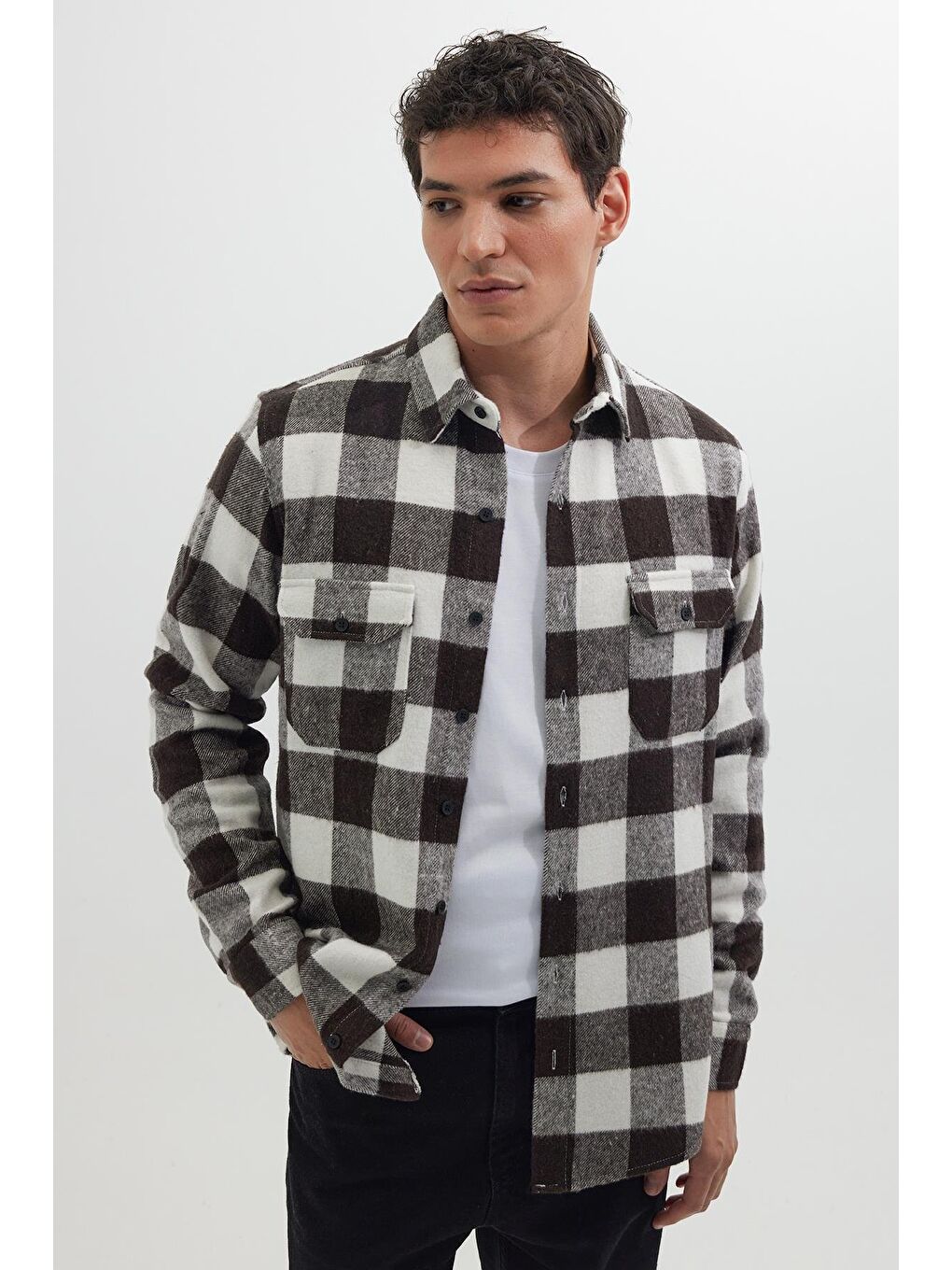 TUDORS Karışık Erkek Slim Fit Dar Kesim Uzun Kollu Kapaklı Çift Cepli ...