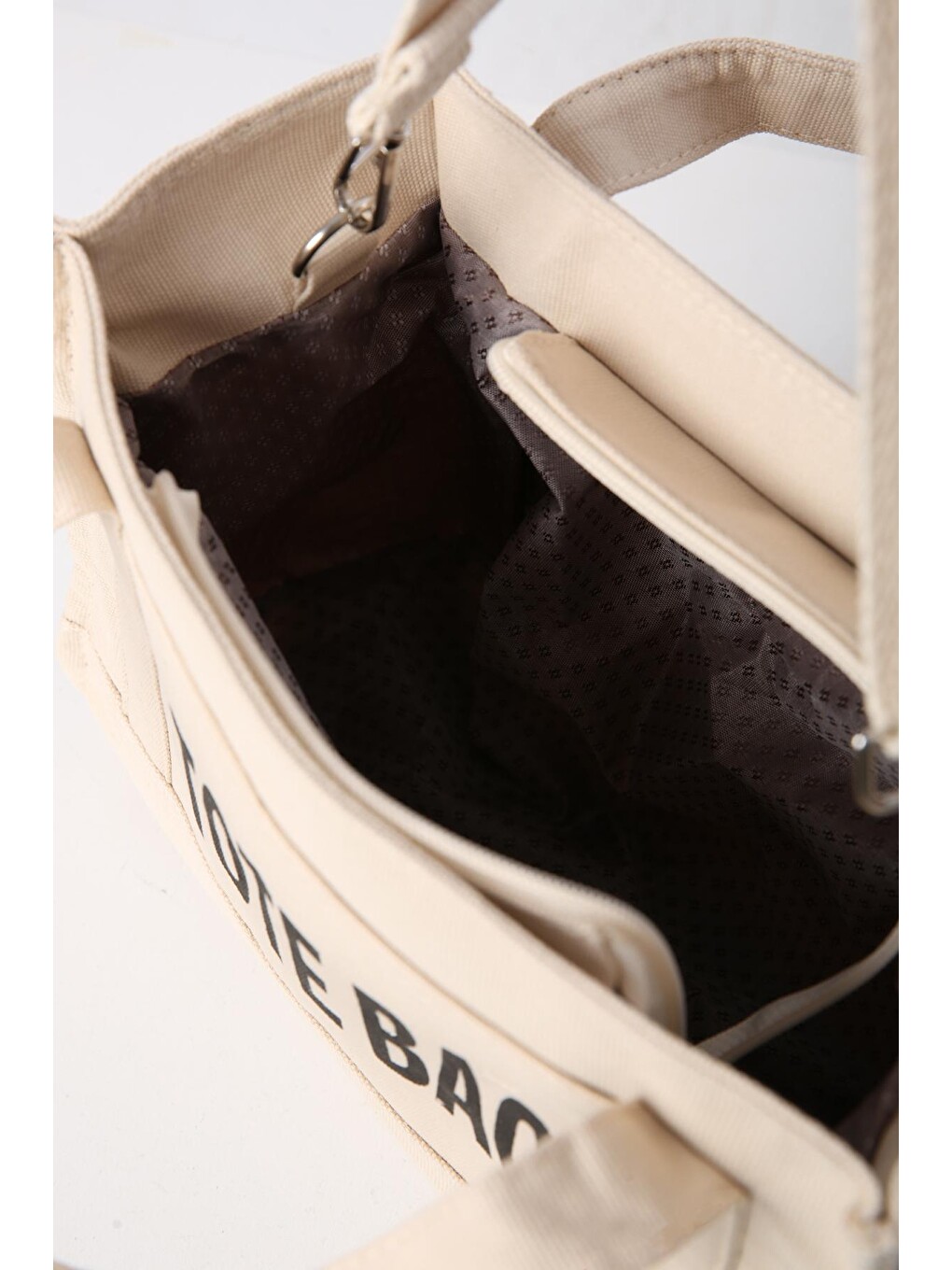 ALLDAY Bej Tote Bag Baskılı Çapraz Askılı Orta Boy Kanvas Çanta ...