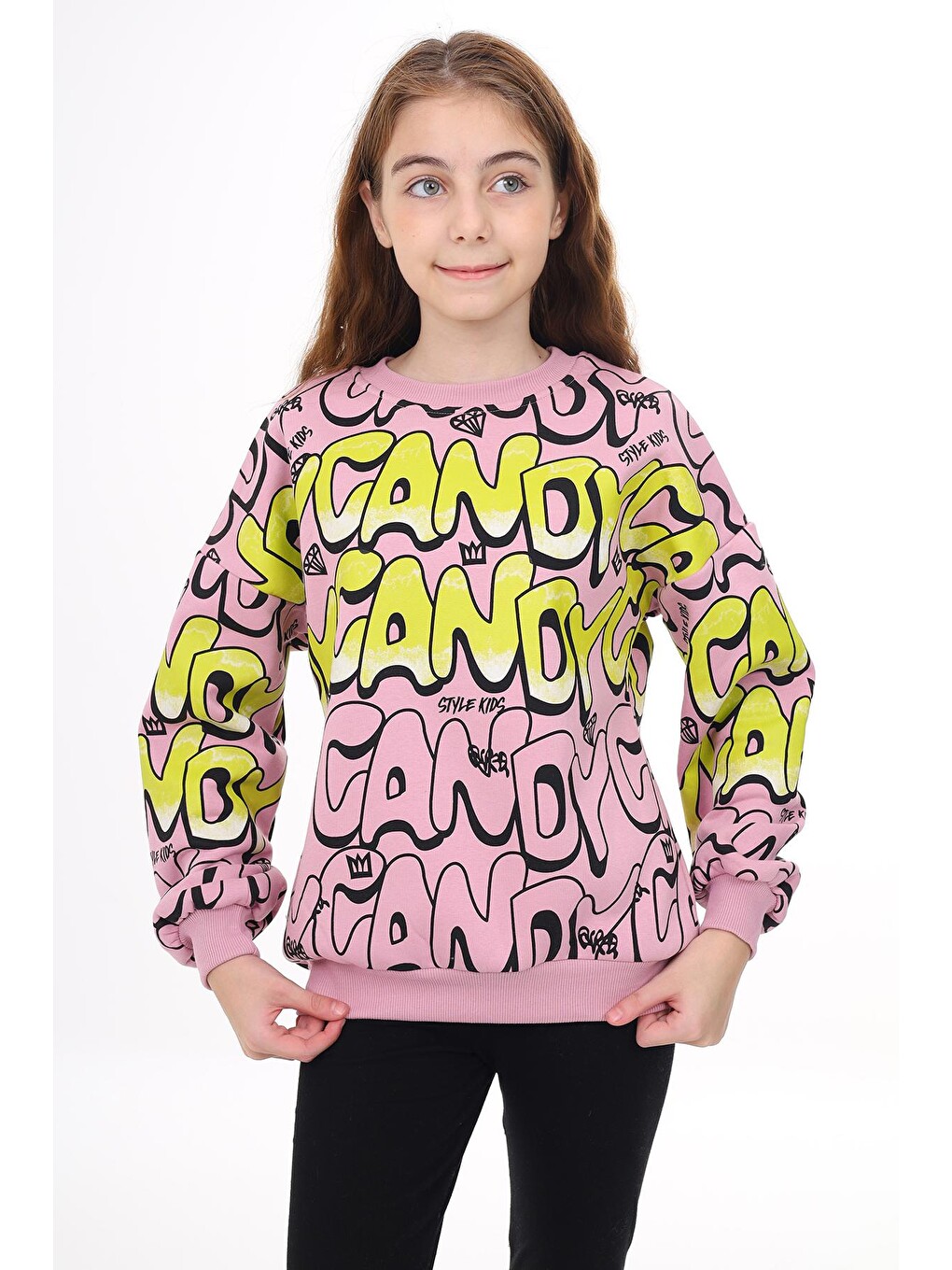 angelos Pembe Kız Çocuk Baskılı 3 İplik Sweatshirt 8-12 Yaş Lx306 ...
