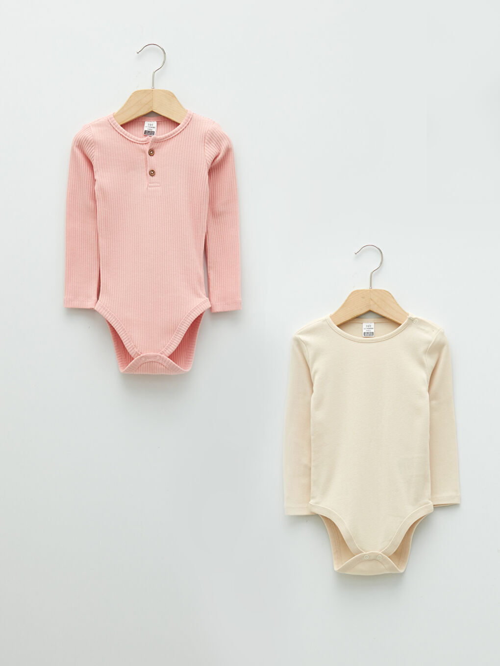 LCW baby Body Bebeluși Fete cu Guler Rotund și Mânecă Lungă, Pachet de ...