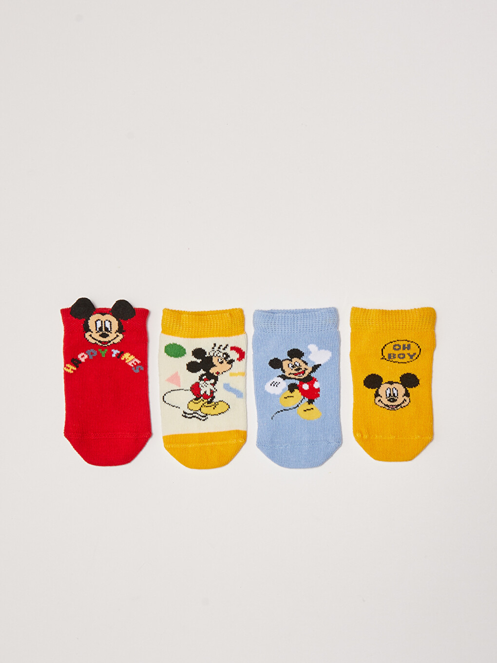 LCW baby Kırmızı Mickey Mouse Baskılı Unisex Bebek Patik Çorap 4'lü ...