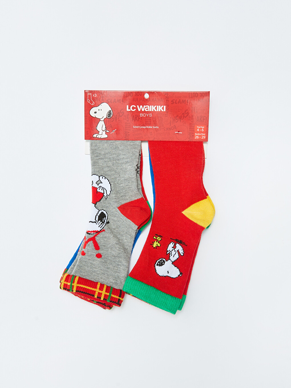 LCW Kids Snoopy Gemusterte Jungen Socken 3er-Pack -W2GA13Z4-K00 - LC ...