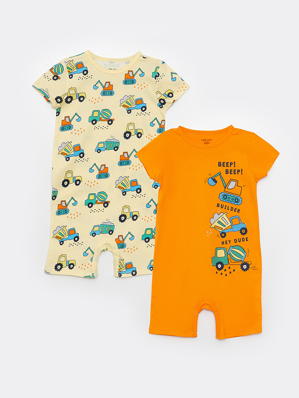 LCW baby Crew Neck Short Sleeve Printed Baby Boy Rompers 2 Pack ...