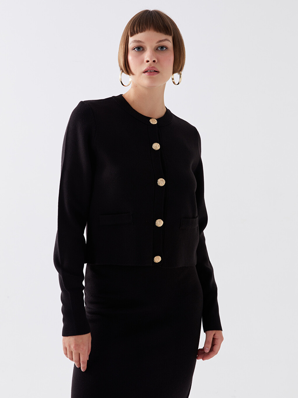 LCW Vision Crew Neck Plain Long Sleeve Women's Knitwear Cardigan ...