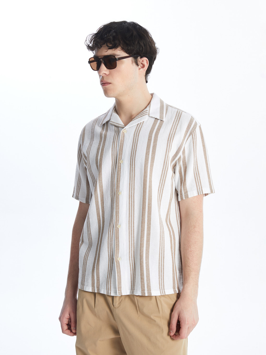 XSIDE Regular Fit Short Sleeve Striped Men's Shirt -S4DR90Z8-LEA - LC ...