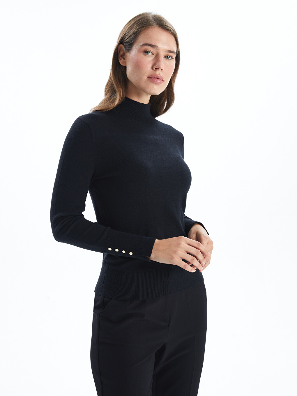 LCW Modest Funnel Neck Women's Knit Sweater - W42050Z8-HEG - LC Waikiki