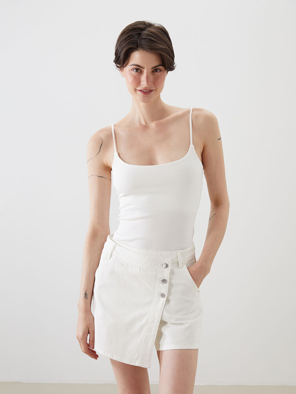 LCW Vision Ekru U Yaka Kadın Atlet - S5GI16Z8-R9J | LCW