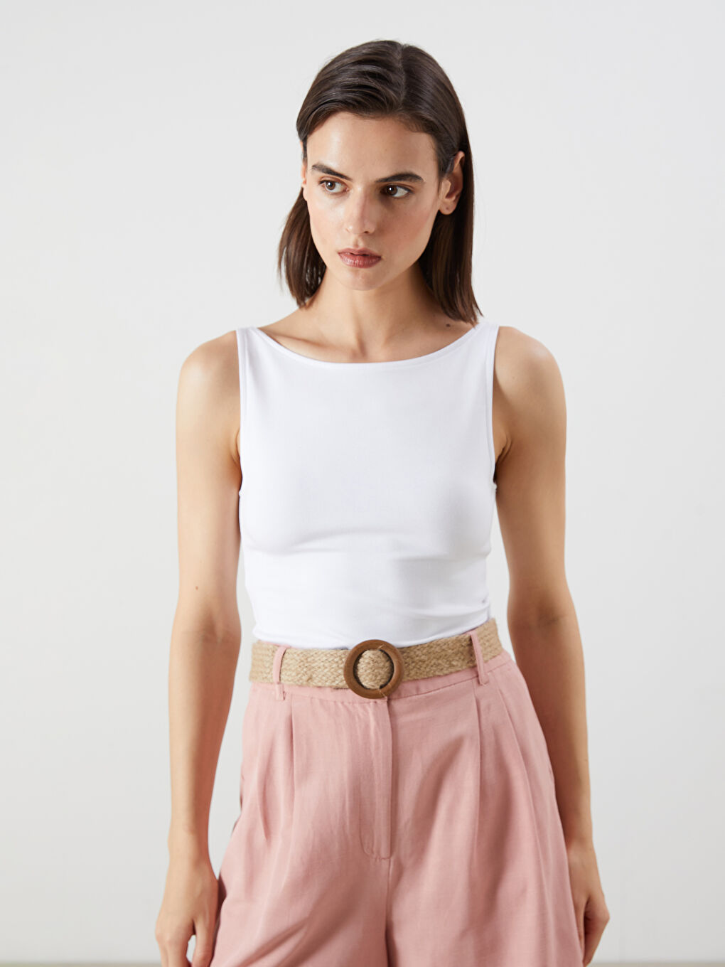 LCW Vision Beyaz Kayık Yaka Kadın Atlet - S5RD55Z8-FFB | LCW