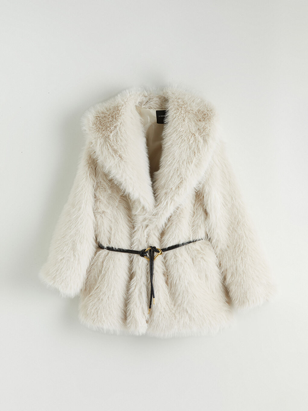 LCWAIKIKI Classic Ekru Şal Yaka Oversize Kadın Kürk Kaban - W5NJ16Z8-V9H | LCW