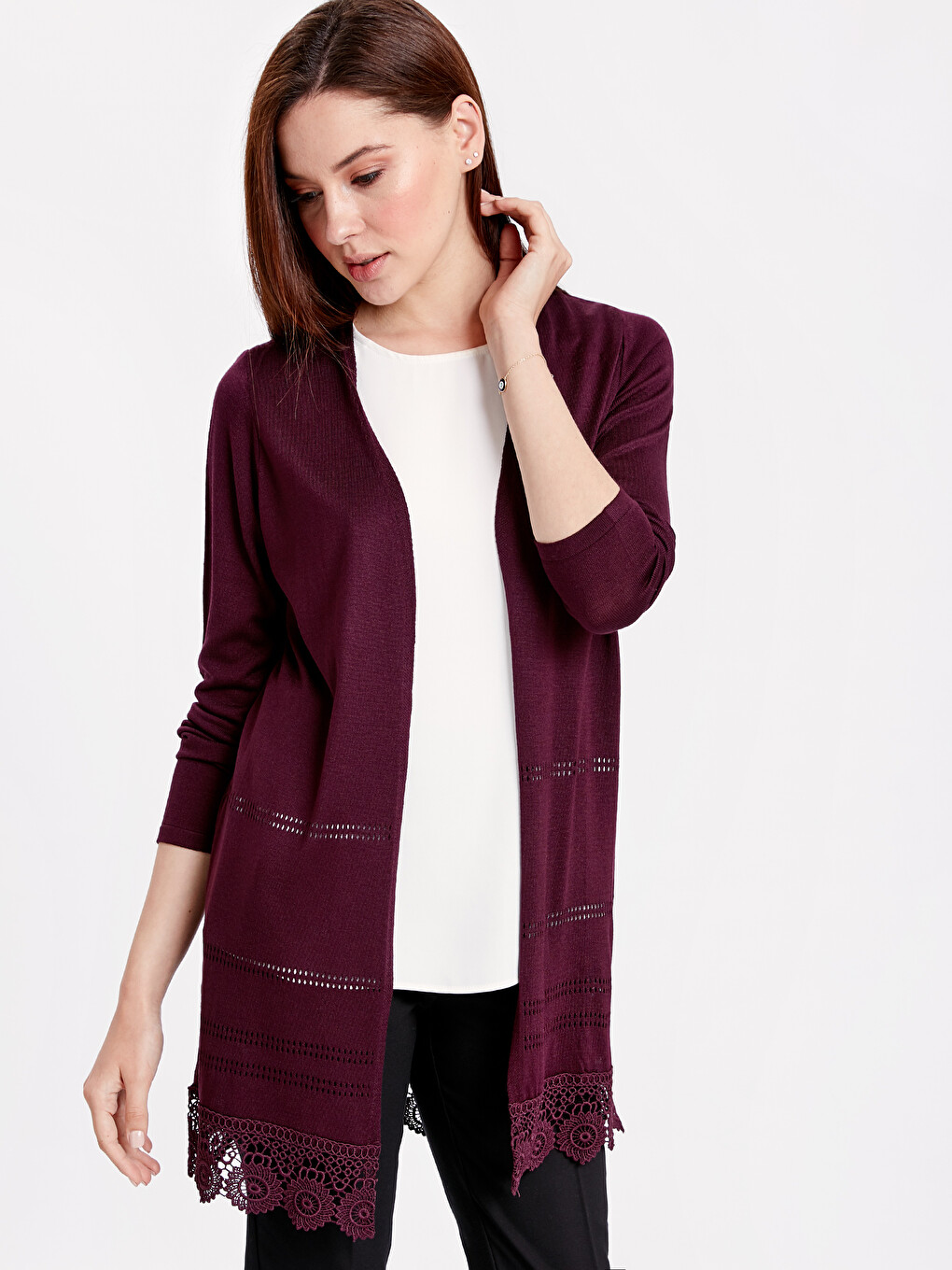 LCWAIKIKI Classic Woman PLUM Cardigan - 8S4669Z8-M5R - LC Waikiki