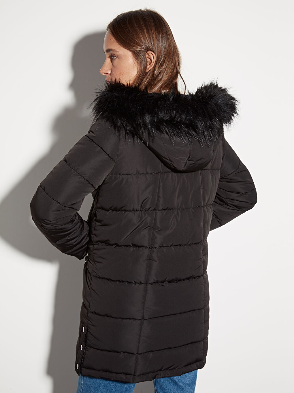 LCW Vision Woman BLACK Puffer Coat -9W3761Z8-CVL - LC Waikiki