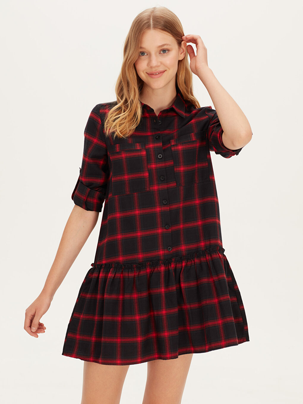 LCW Vision Woman RED Shirt Dress - 9WL144Z8-LPA - LC Waikiki