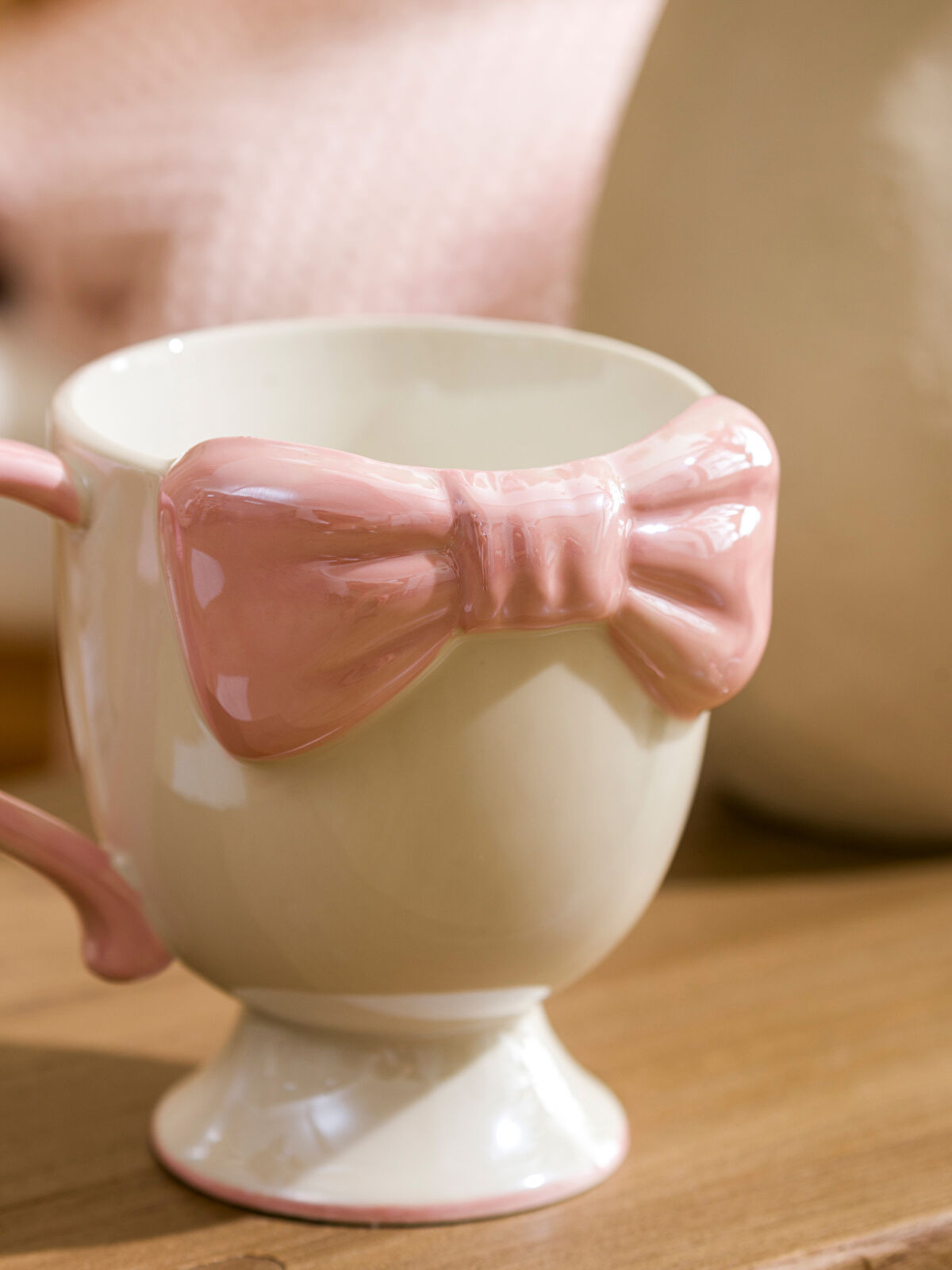 Beyaz Fiyonk Desenli Seramik Kupa 300 Ml - W4H629Z8-J5E | LCW