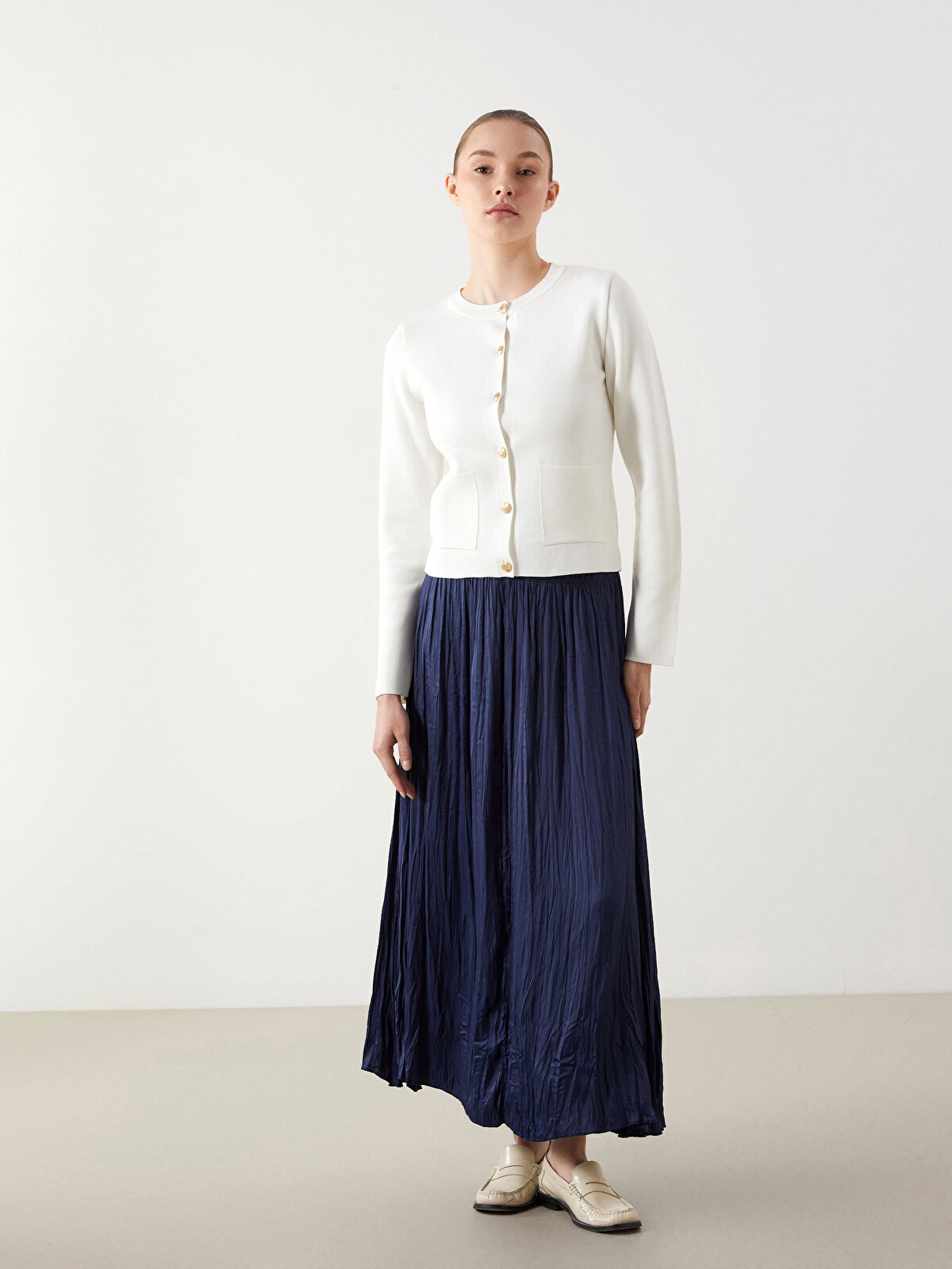 Lacivert Beli Lastikli Saten Kadın Etek - S5GA13Z8-Z5N | LCW