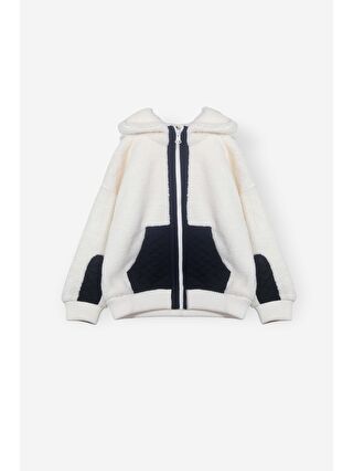 Luess Beyaz Unisex Çocuk %100 Pamuklu Oversize Pelüş Ceket (3-4 Yaş 8-9 ...