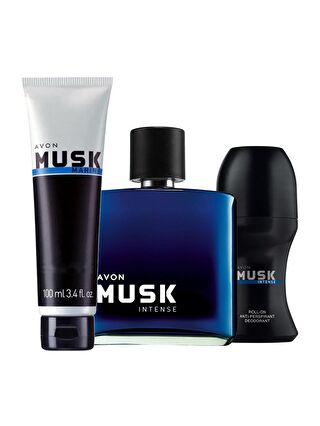 AVON Musk Intense Erkek Parfüm Rollon ve Musk Marine Tıraş Sonrası Jel ...