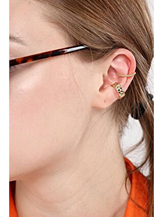 Aurrari Sari Gold Renk Zincir&basic 2'li Earcuff - S000064906-20072 | LCW