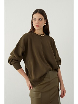 Sherin Haki Oversize Yuvarlak Yaka Basic Triko Kazak - S000063906-18547 ...