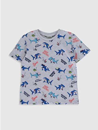 Açık Gri Baskılı Bisiklet Yaka Kısa Kollu Erkek Çocuk Tişört - 0SJ056Z4 ...