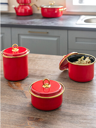 LCW HOME Enamel Storage Container with Lid 6 Cm - S2IK96Z8-LTQ - LC Waikiki
