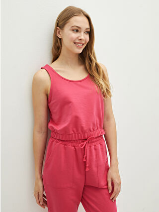 Fuşya U Yaka Askılı Düz Crop Kadın Atlet - S1KI64Z8-R28 | LCW