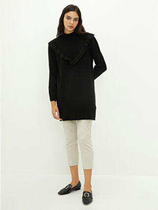 LCW Modest - LCW Modest Siyah Yarım Balıkçı Yaka Düz Uzun Kollu Kadın ...