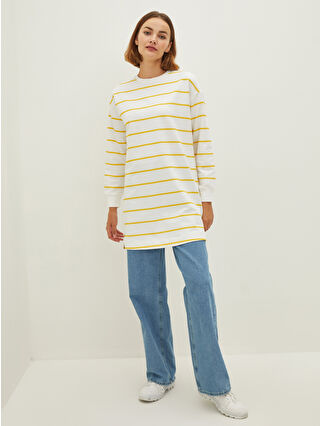 LCW Modest - LCW Modest Sari Bisiklet Yaka Çizgili Uzun Kollu Kadın ...