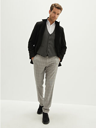 LCWAIKIKI Formal Gri Slim Fit Ekose Erkek Pantolon - W1IL37Z8-LMK | LCW