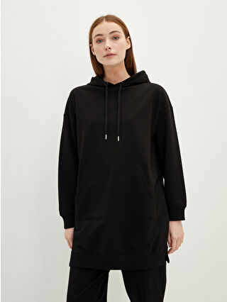 LCW Modest - LCW Modest Siyah Kapüşonlu Düz Uzun Kollu Kadın Sweatshirt ...