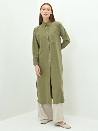 LCW Modest - LCW Modest Haki Düz Uzun Kollu Kadın Gömlek Tunik ...
