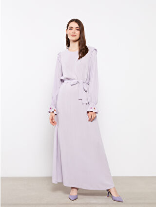 LCW Modest - LCW Modest Lila Bisiklet Yaka Düz Uzun Kollu Viskon Kadın ...