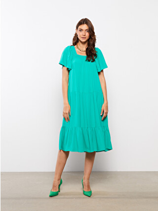 LCWAIKIKI Classic Boat Collar Straight Short Sleeve Crinkled Women's ...