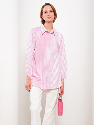 LCW Modest - LCW Modest Pembe Çizgili Oversize Kadın Gömlek Tunik ...