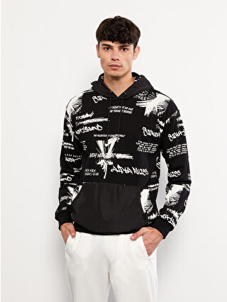 XSIDE - XSIDE Siyah Uzun Kollu Baskılı Erkek Hoodie - W29754Z8-CVL | LCW