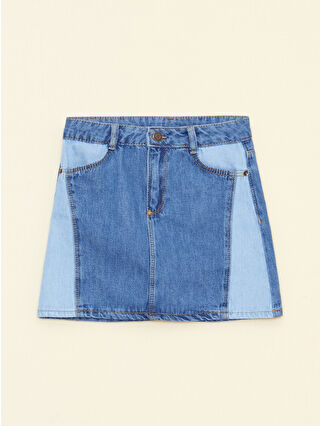 LCW Kids Φούστα Τζιν Κορίτσι Χρωματικό Μπλοκ -W2AQ34Z4-H45 - LC Waikiki