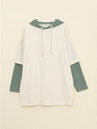 LCW Modest Hooded Color Block Long Sleeve Oversize Women's Sweatshirt ...