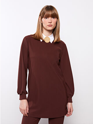 LCW Modest - LCW Modest Kahverengi Bisiklet Yaka Düz Uzun Kollu Kadın ...