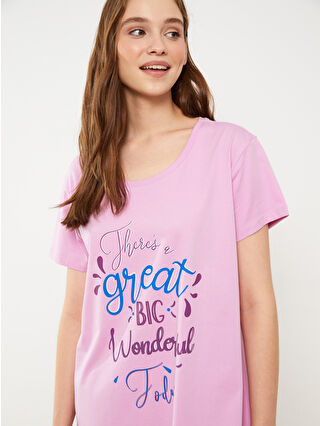 LCW DREAM Lila U Yaka Baskılı Kısa Kollu Kadın Gecelik - S31231Z8-FHH | LCW