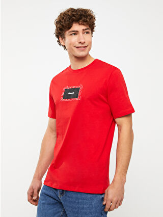 XSIDE Crew Neck Short Sleeve Printed Combed Cotton Men's T-shirt -S31743Z8-HC3 - LC Waikiki