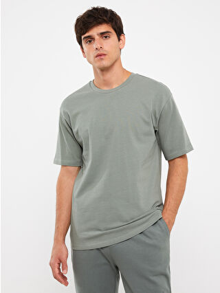 XSIDE - XSIDE Yeşil Bisiklet Yaka Penye Erkek Tişört - S32576Z8-S0H | LCW