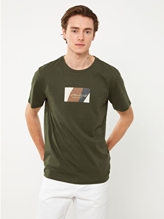 XSIDE Crew Neck Short Sleeve Printed Combed Cotton Men's T-shirt -S3HQ98Z8-LW2 - LC Waikiki