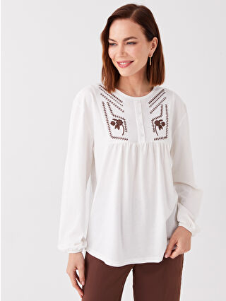 Ekru Düğme Kapamalı Kadın Bluz - S3L305Z8-FDU | LCW