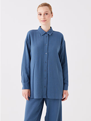 LCW Modest - LCW Modest Petrol Düz Uzun Kollu Oversize Kadın Gömlek ...