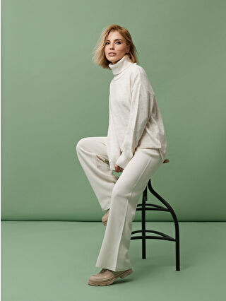 LCW Vision Slim Fit Elastic Waist Palazzo Women's Knit Pants -W39288Z8 ...