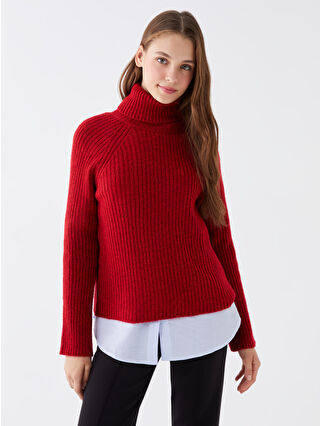 LCW Vision Turtleneck Plain Long Sleeve Women's Knitwear Sweater ...